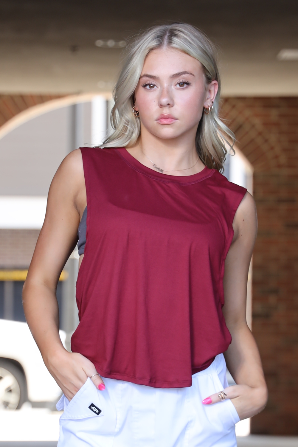 TeeMotion Sleeveless Fitted Tee - Maroon | Tiger Friday – TigerFriday
