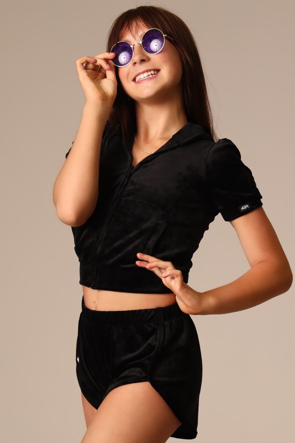 Luxe Short Sleeve Hoodie - Black | Tiger Friday Dancewear – TigerFriday