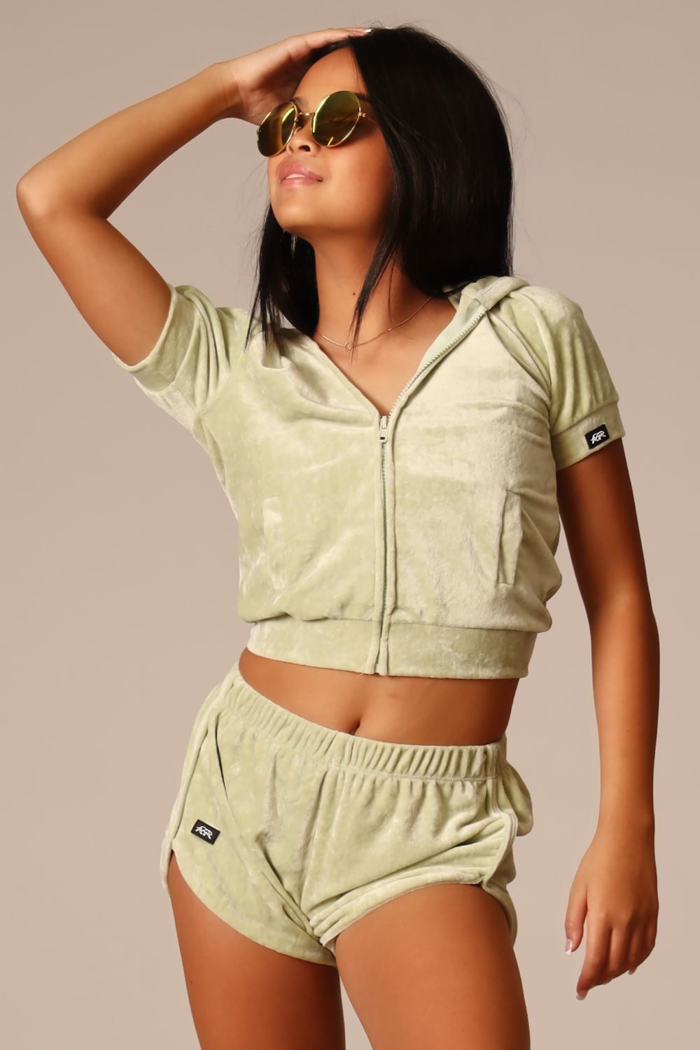 Luxe Short Sleeve Hoodie - Sage | Tiger Friday Dancewear – TigerFriday