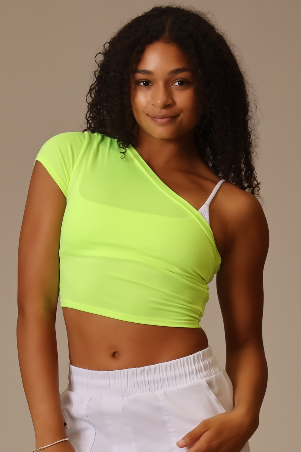 Baby Soft One-Shoulder Tee - Highlighter | Tiger Friday Dancewear ...