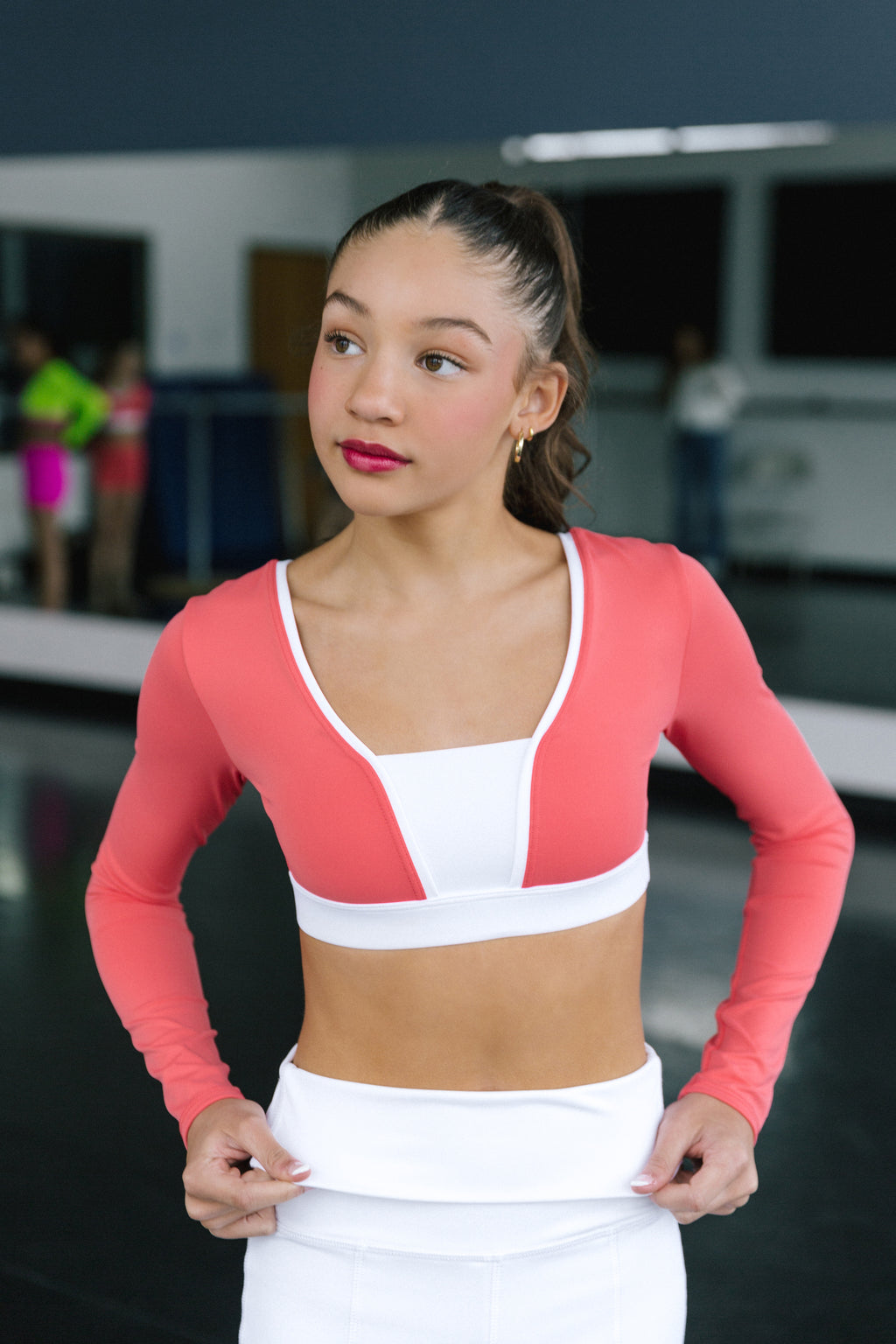 Brooke Long Sleeve Crop - Peachy Keen | Tiger Friday Dancewear ...